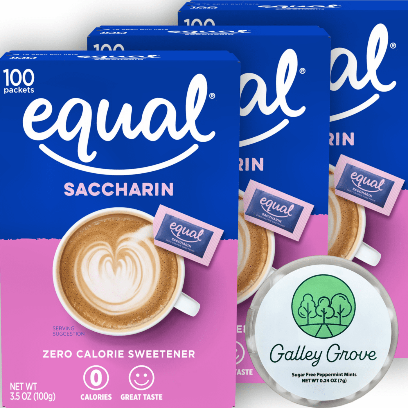 EQUAL Saccharin Zero Calorie Pink Sweetener Packets Bulk (300 Ct ...