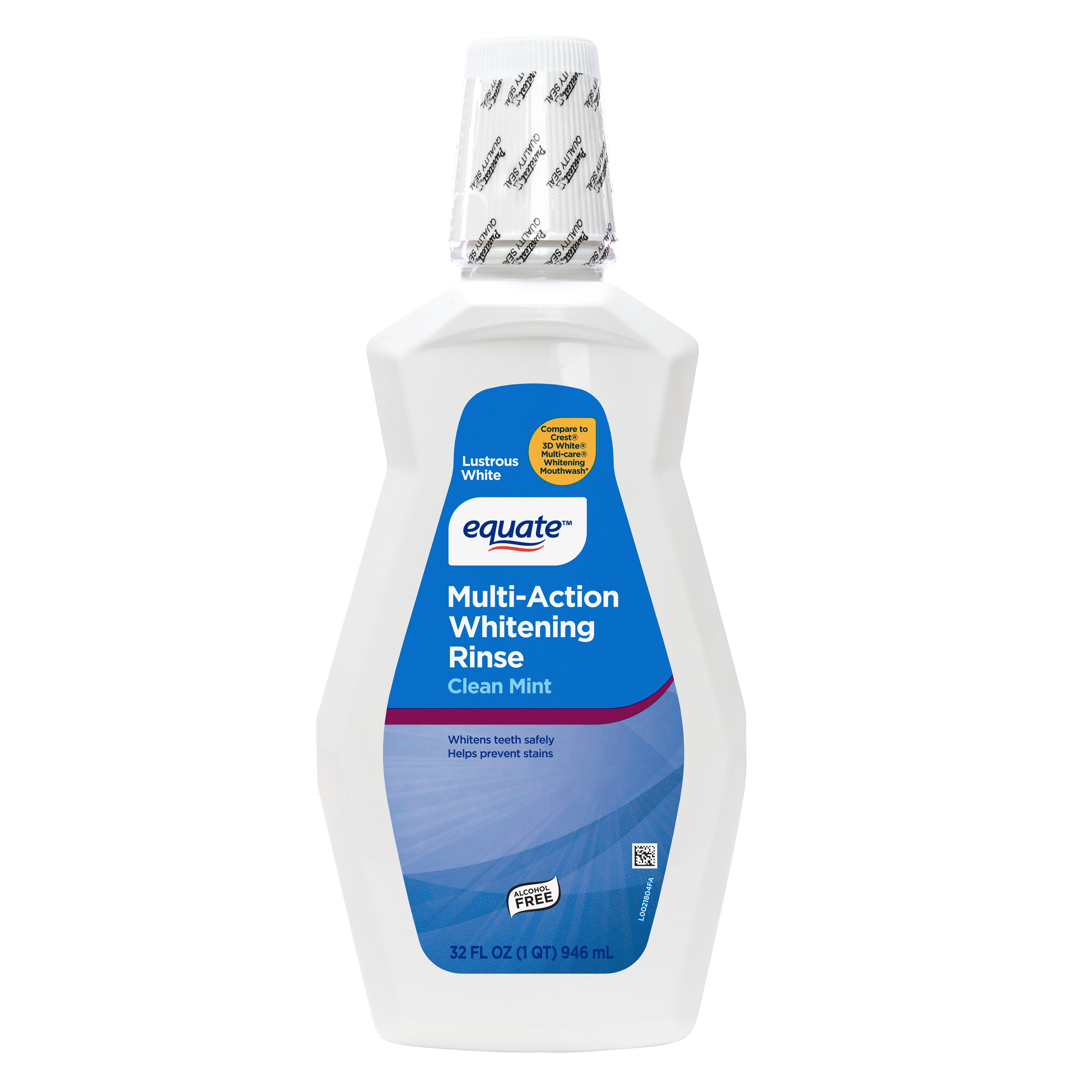 Equate Lustrous White Multi-Action Whitening Rinse, Clean Mint, 32 fl oz - Walmart Business Supplies