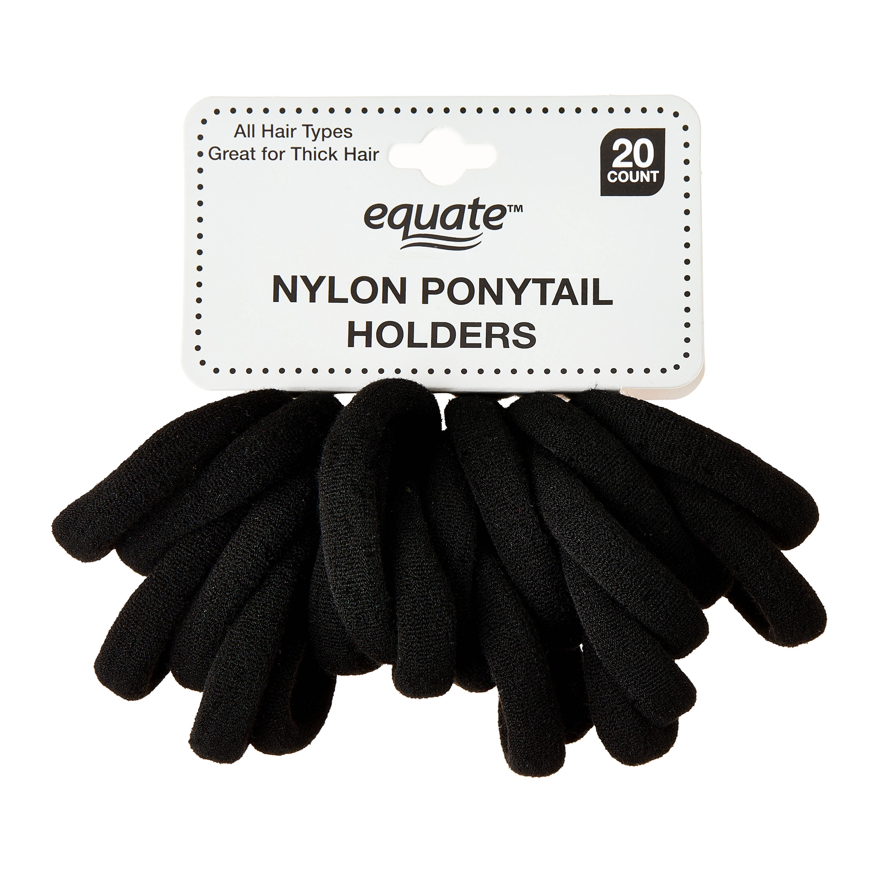 Equate Nylon Ponytail Holders, Black, 20 Count - Walmart.com