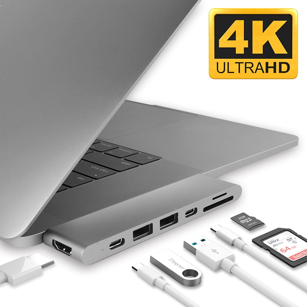 EQUIPD 7-in-1 USB C Hub for MacBook Pro/Air, 4K HDMI, Thunderbolt 3, 2 ...