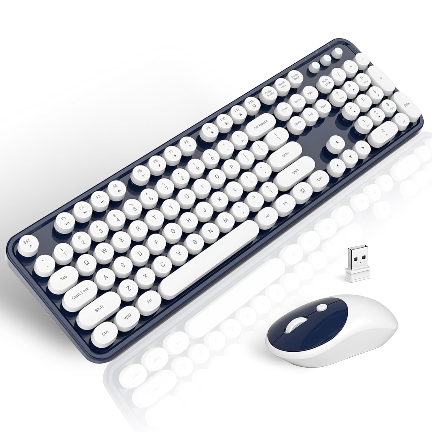 MOFII Wireless Keyboard and Mouse Combo, Retro Full-Size Keyboard with ...