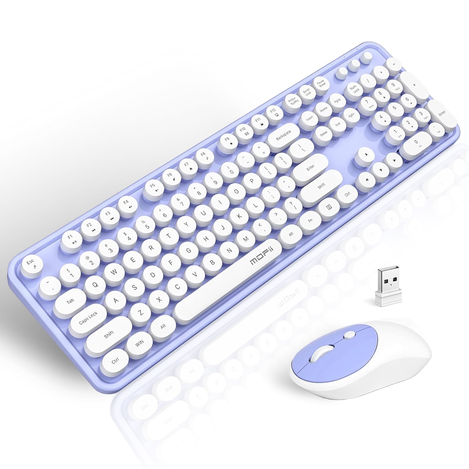 MOFII Wireless Keyboard and Mouse Combo 2.4GHz Retro Full-Size Keyboard ...