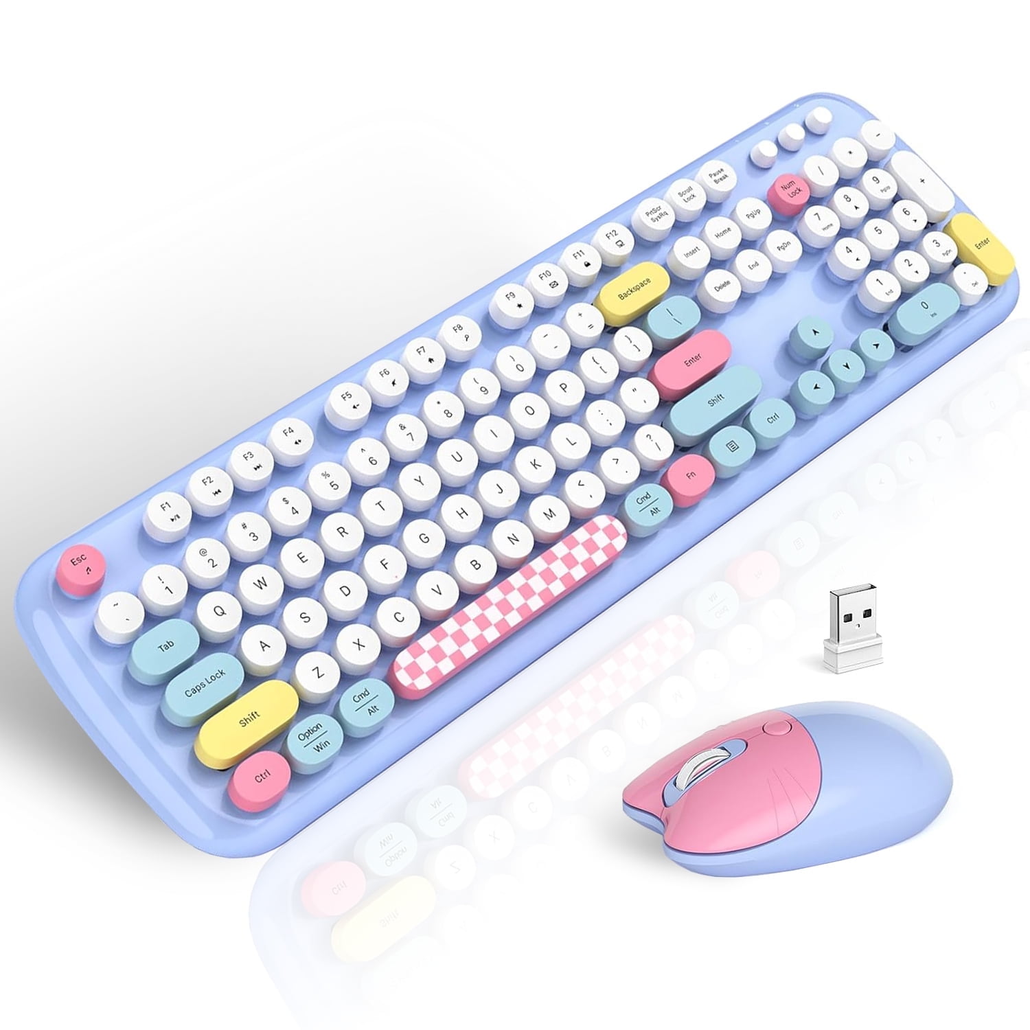 MOFII Wireless Keyboard and Mouse Combo 2.4GHz Retro Full-Size Keyboard ...