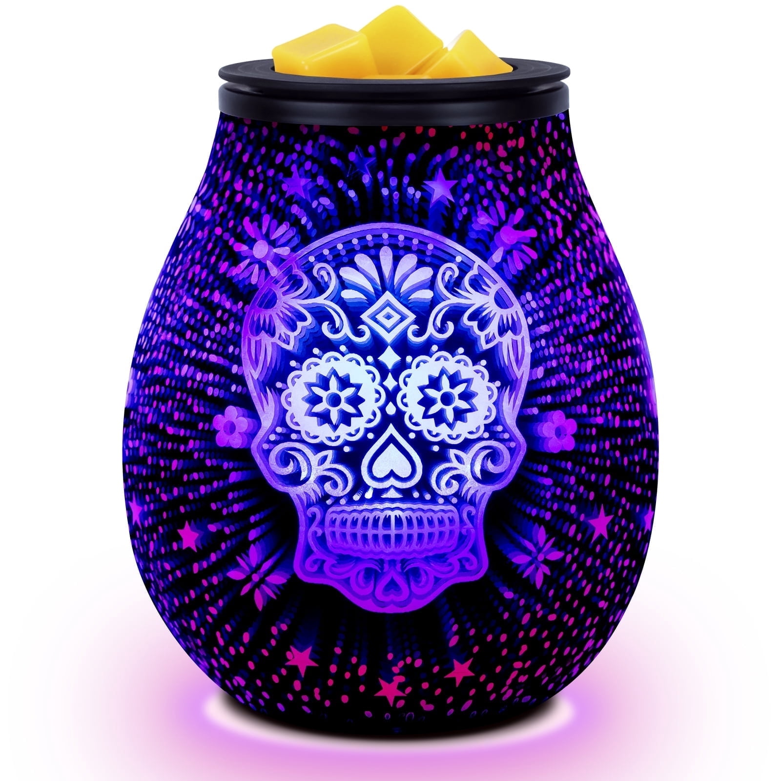 EQUSUPRO Wax Melt Warmer 3D Skull Design Vivid LED Colors Scented Wax ...
