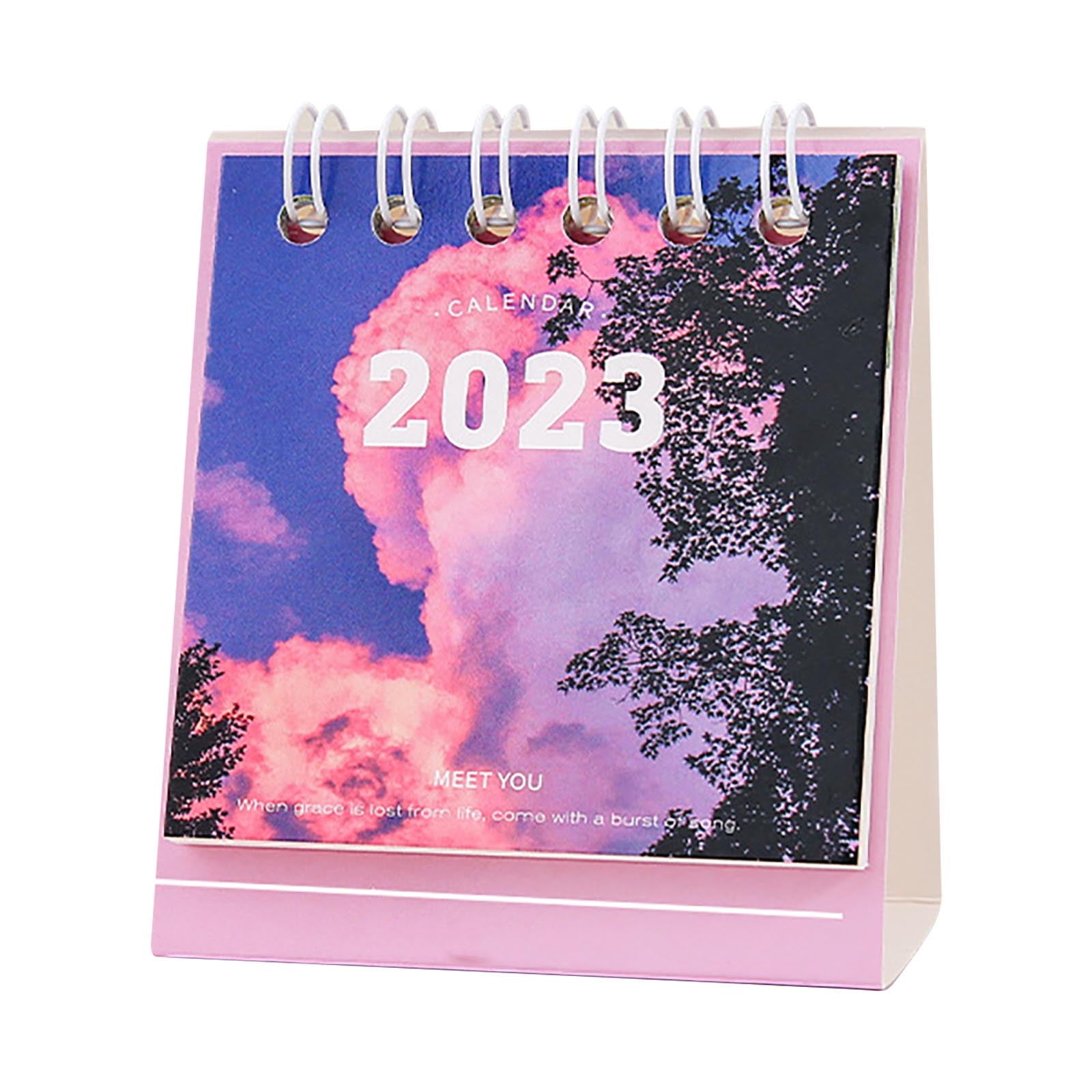 EQWLJWE 2023 Mini Desk Calendar - Protable Standing Flip Desktop ...
