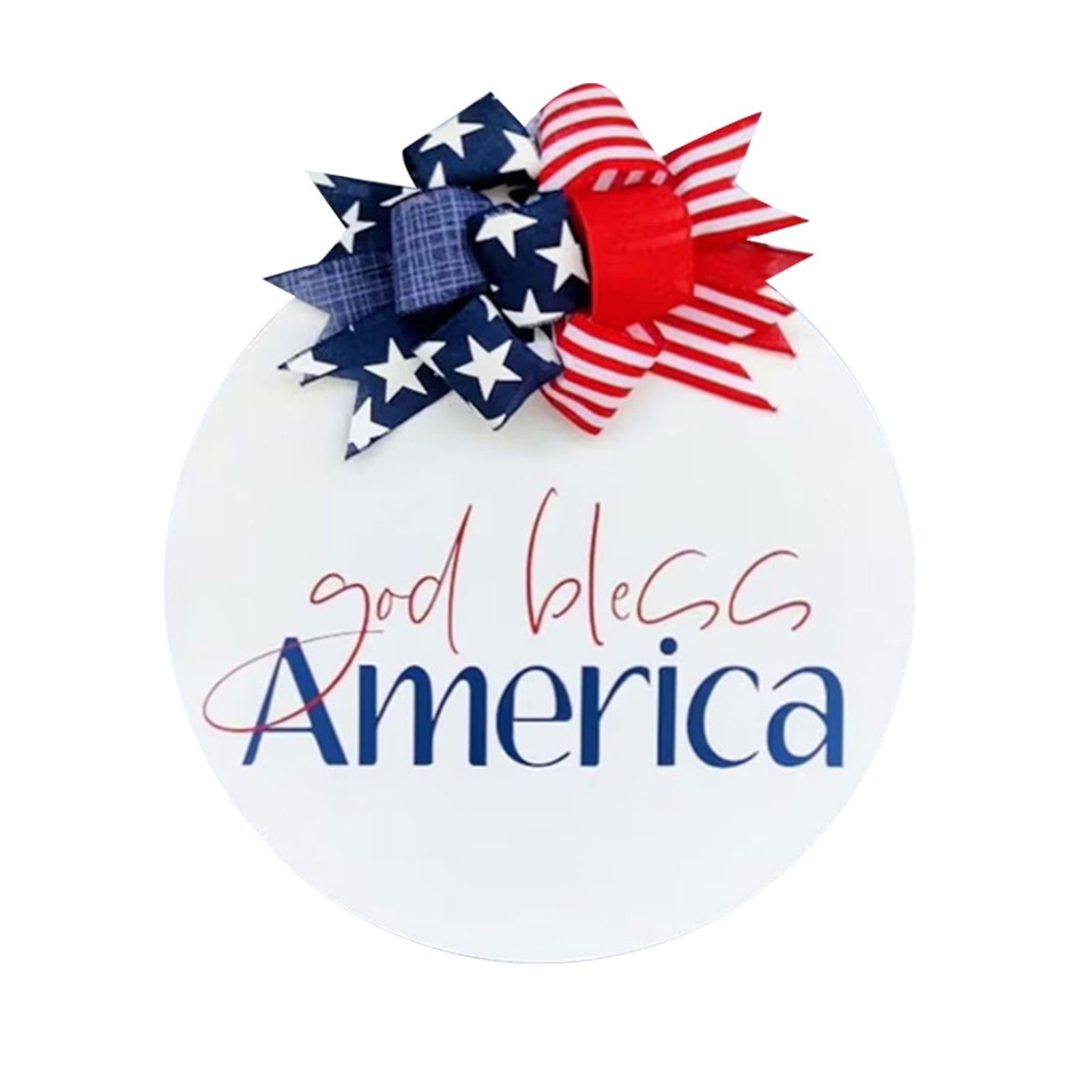 EQWLJWE 4th of July Patriotic Round Wood Hanging Sign for Front Door ...