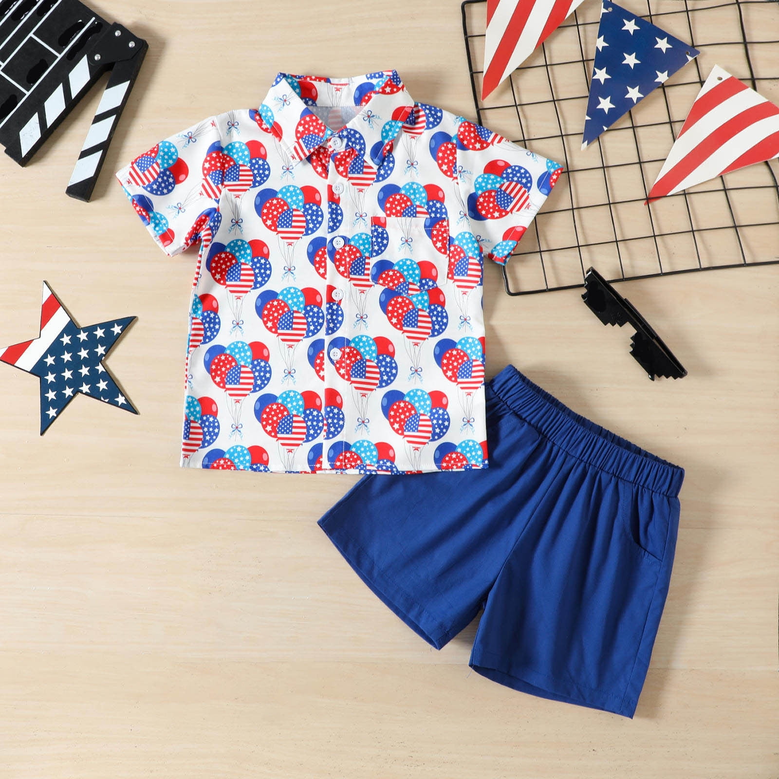 EQWLJWE Baby Girls Boys 4th of July Outfit American Flag Tee Romper ...