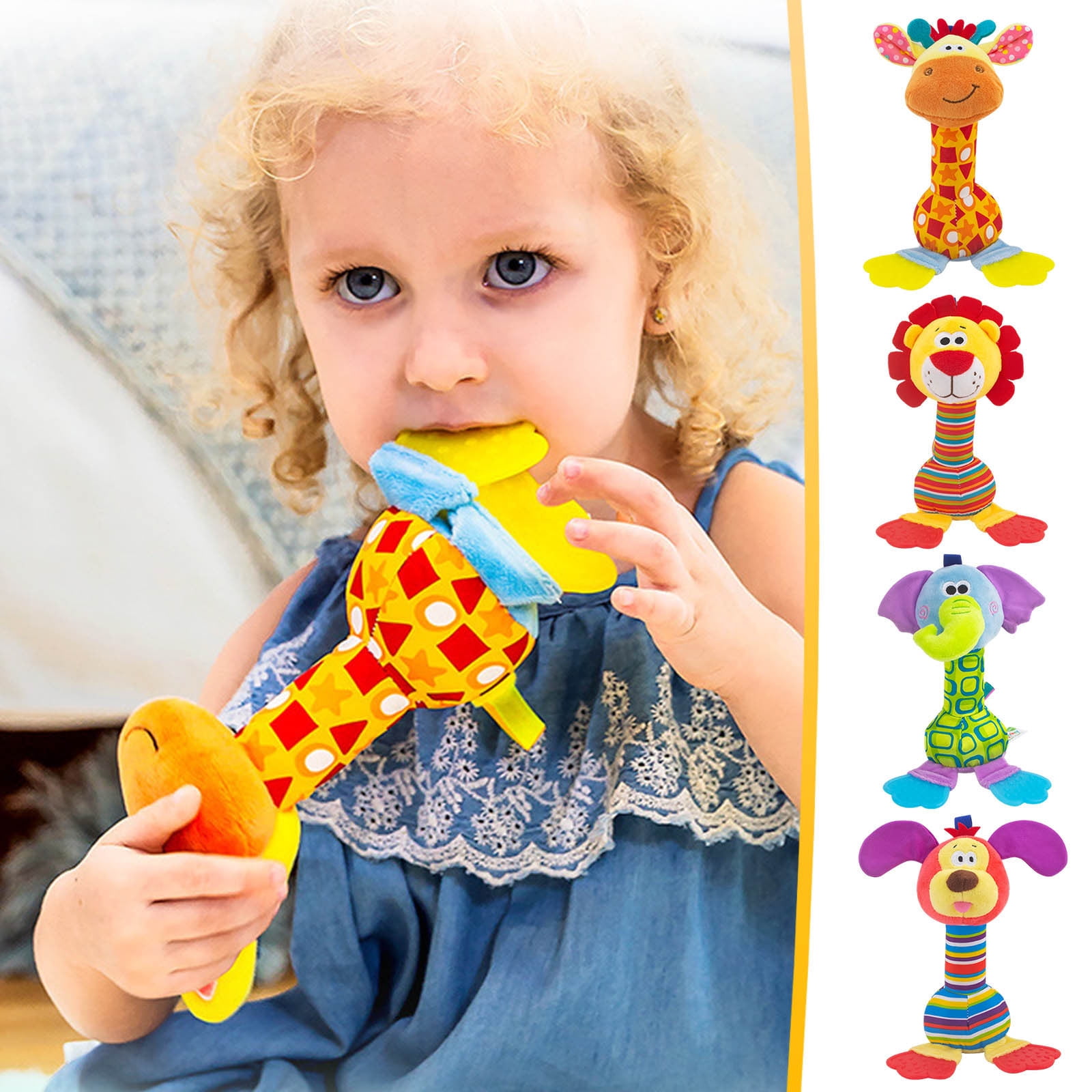 EQWLJWE Baby Rattle Teether Plush Babe Toys Sets Musical Rattles Toys ...