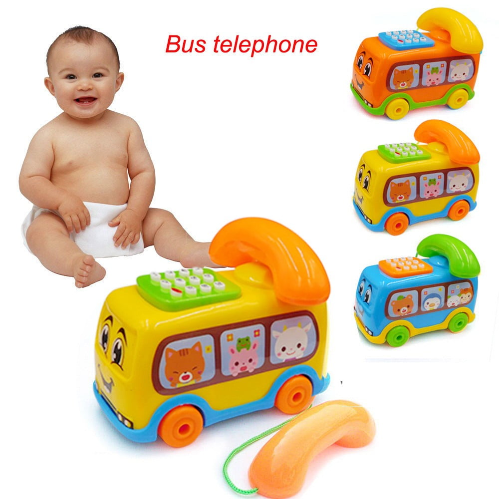 EQWLJWE Baby Telephone Toy,Baby Toy Phone Cartoon Baby Bus Toy Children ...