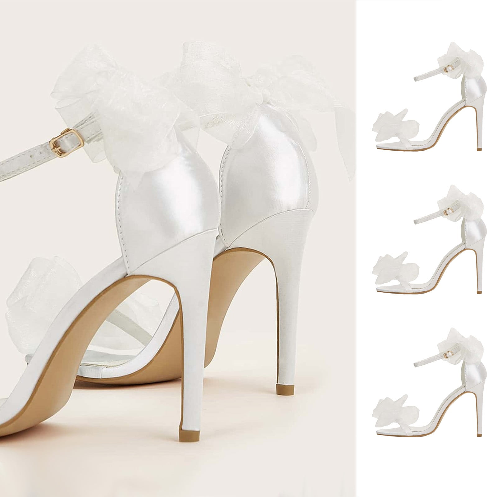 EQWLJWE Beach Sandals for Women's Strappy High Heels Stiletto Open Toe ...