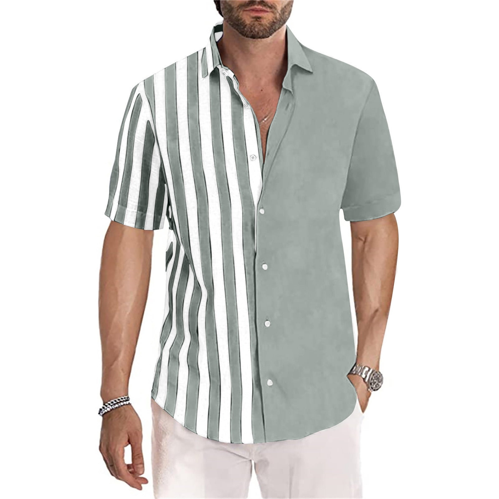 EQWLJWE Button Down Shirt Mens Summer Collar Shirts Casual Non ...