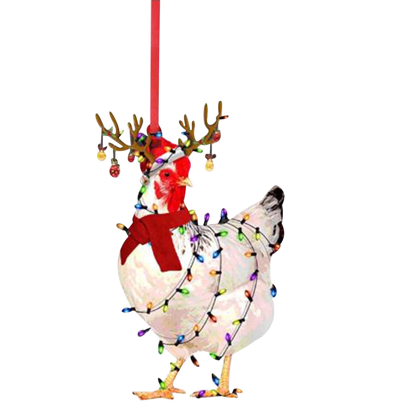 EQWLJWE Chicken Christmas Tree Ornament, Rooster Chicken Holiday ...