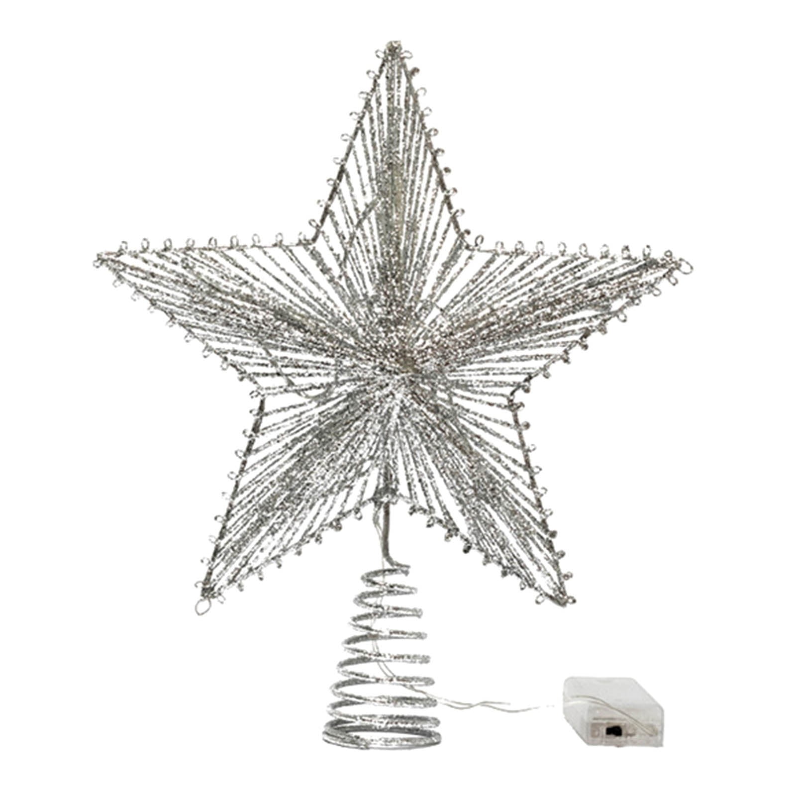 EQWLJWE Christmas Star Tree Topper Lights, 10 Inch Christmas Glitter ...