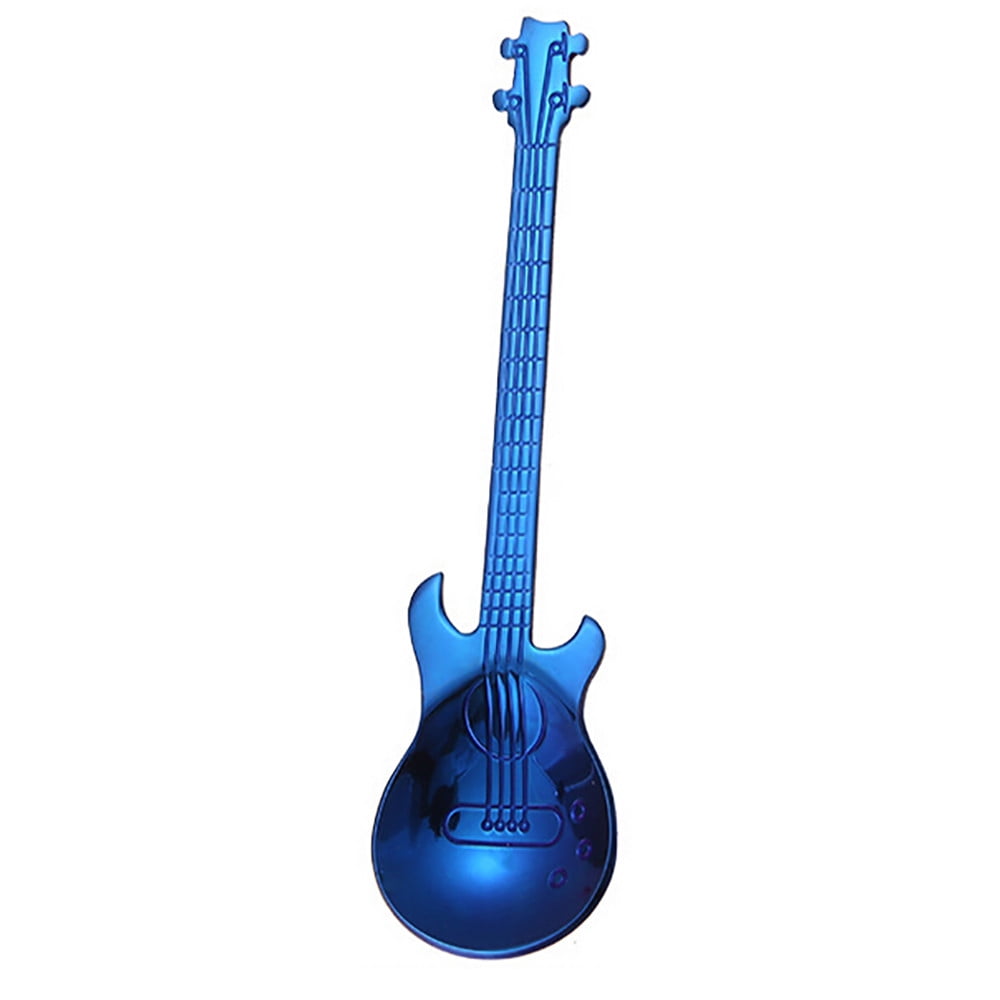 EQWLJWE Colorful Guitar Spoon Set, stainless Steel Musical Demitasse ...