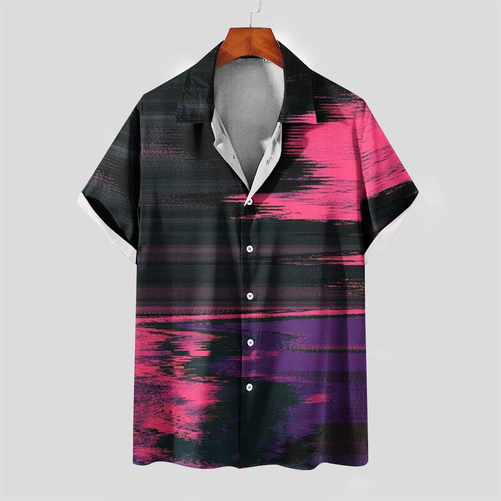 EQWLJWE Compression Shirt for Men Short Sleeve Button Up Blouse 3D ...