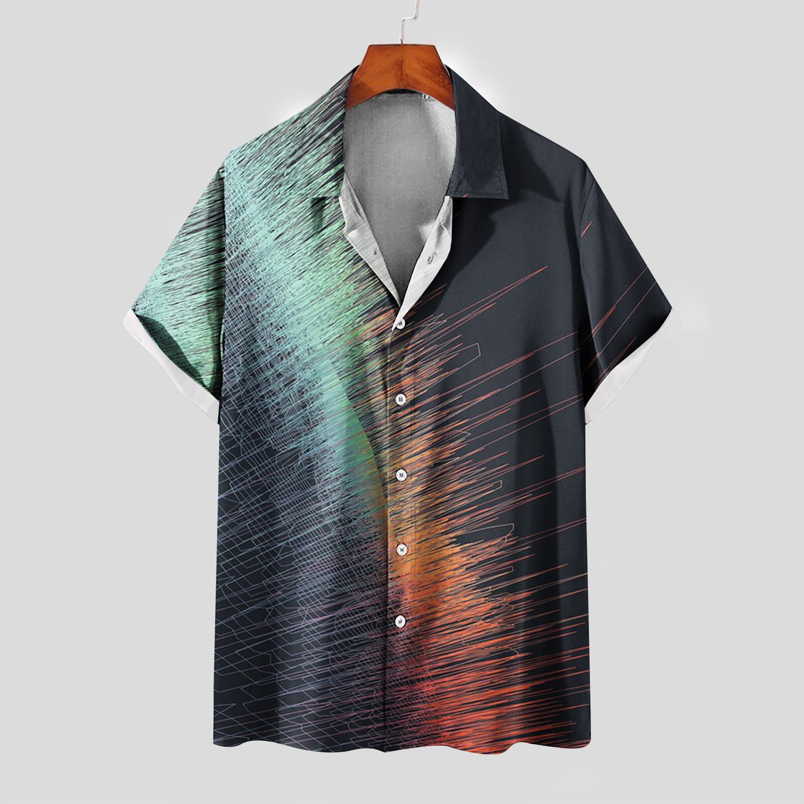 EQWLJWE Compression Shirt for Men Short Sleeve Button Up Blouse 3D ...