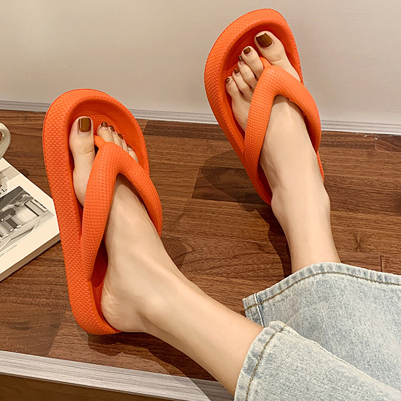 EQWLJWE Dress Sandals for Women's Flip Flop Sandals Lightweight Thong ...