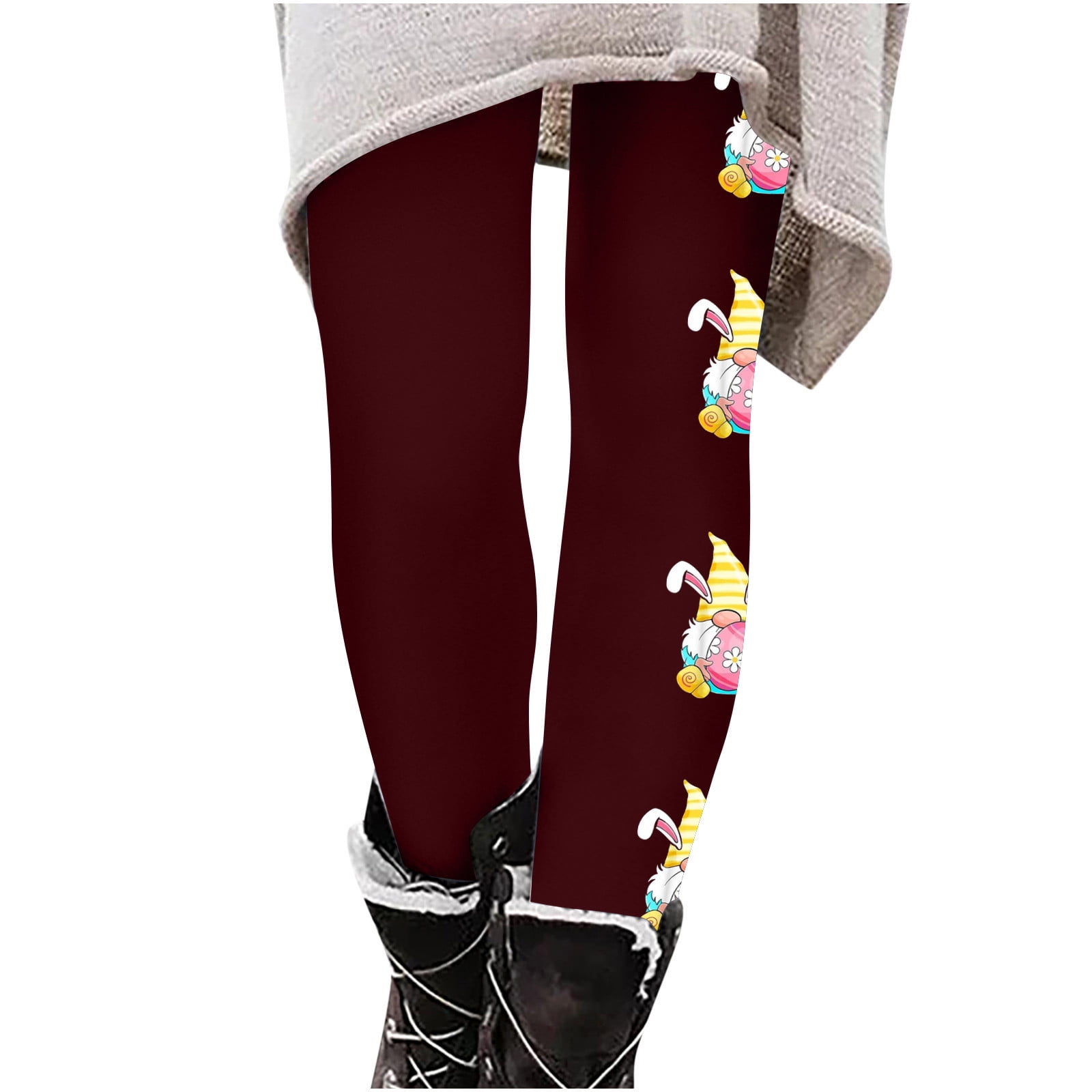 EQWLJWE Easter Leggings for Women Cute Gnome Eggs Print High Waist ...