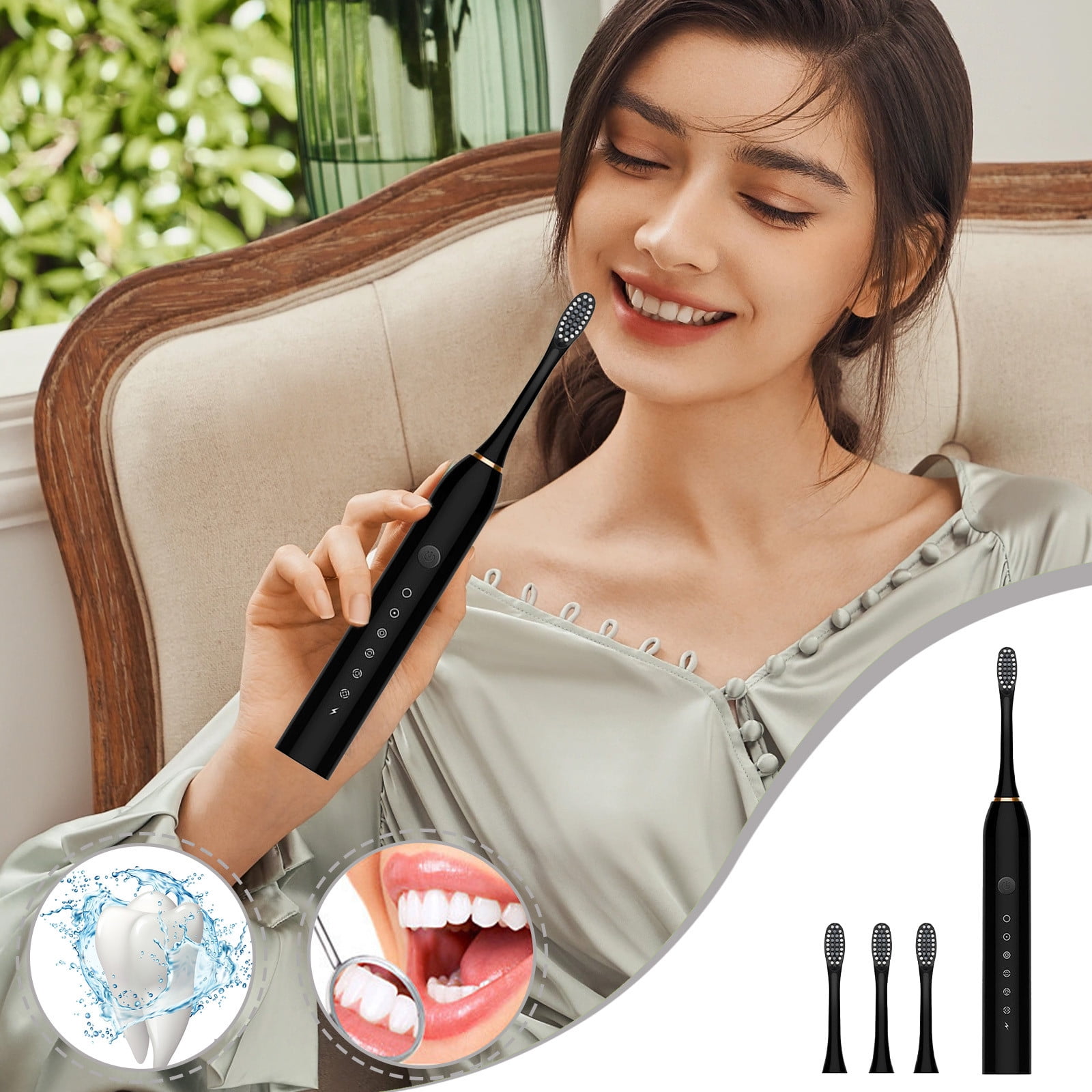 EQWLJWE Electric Toothbrush for Adults and Kids, with 4 Brush Heads, 6 ...