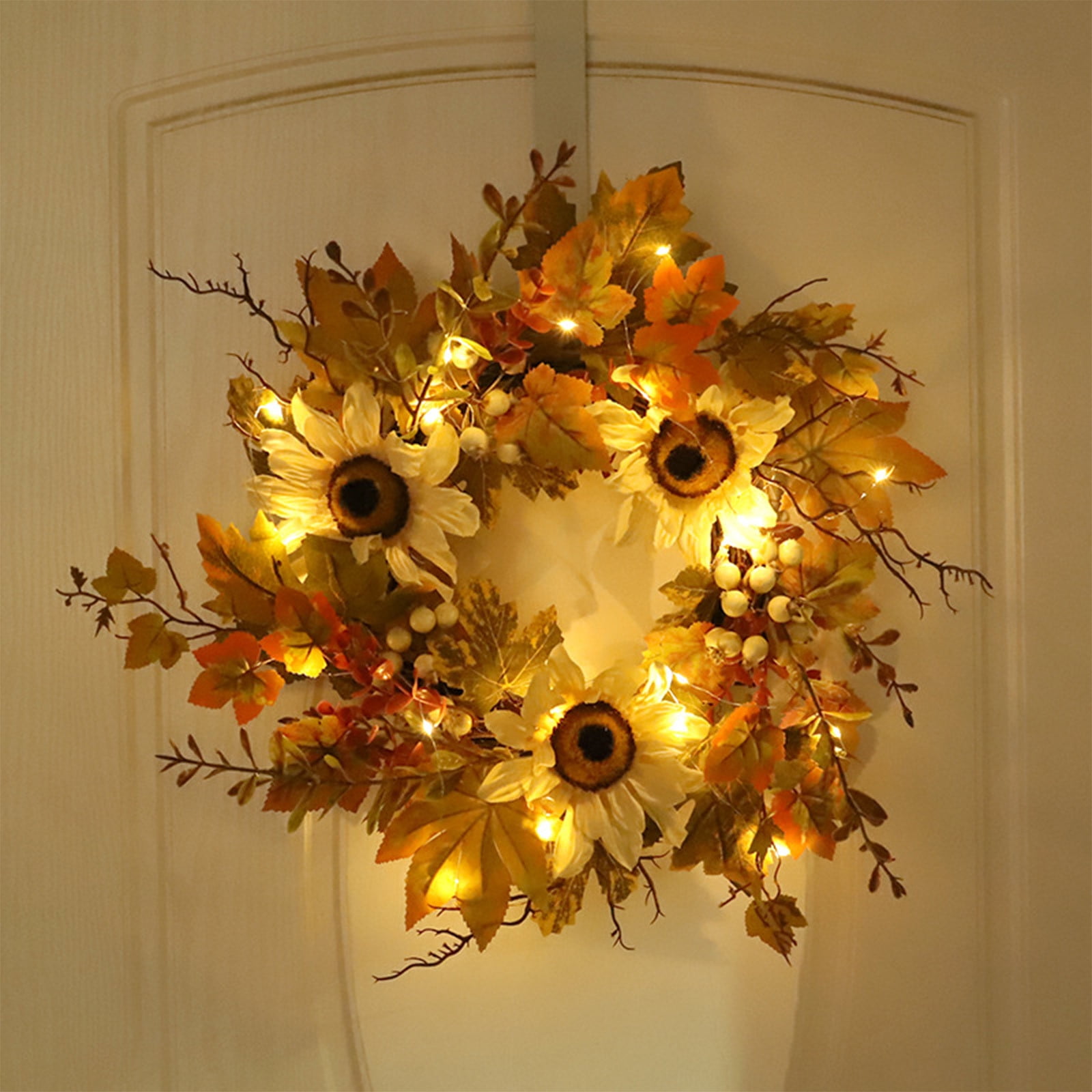 EQWLJWE Fall Wreaths for Front Door Decor - 15.7 Inch Thanksgiving ...