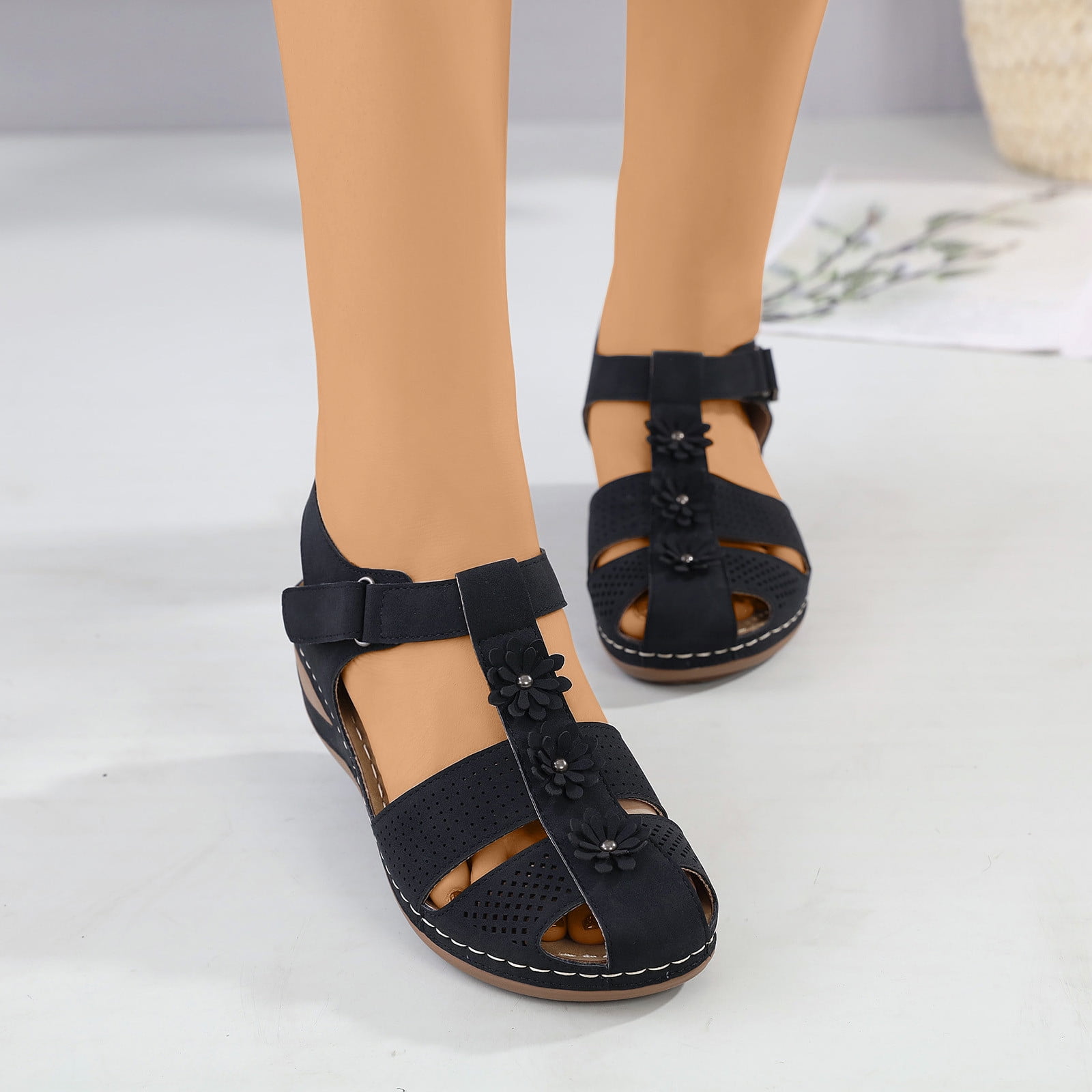 EQWLJWE Guess Sandals for Womens Summer Casual Vintage Gladiator Closed ...