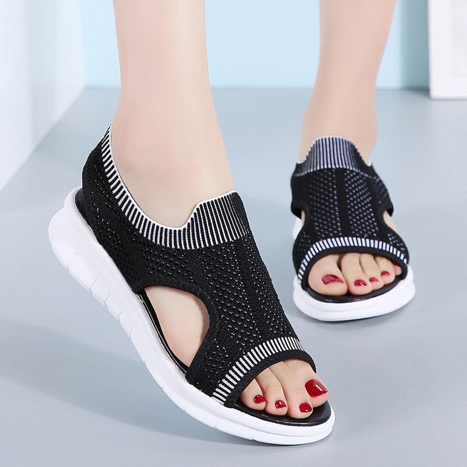 EQWLJWE Guess Sandals for Women Mesh Wedges Sandals Open Toe Breathable ...