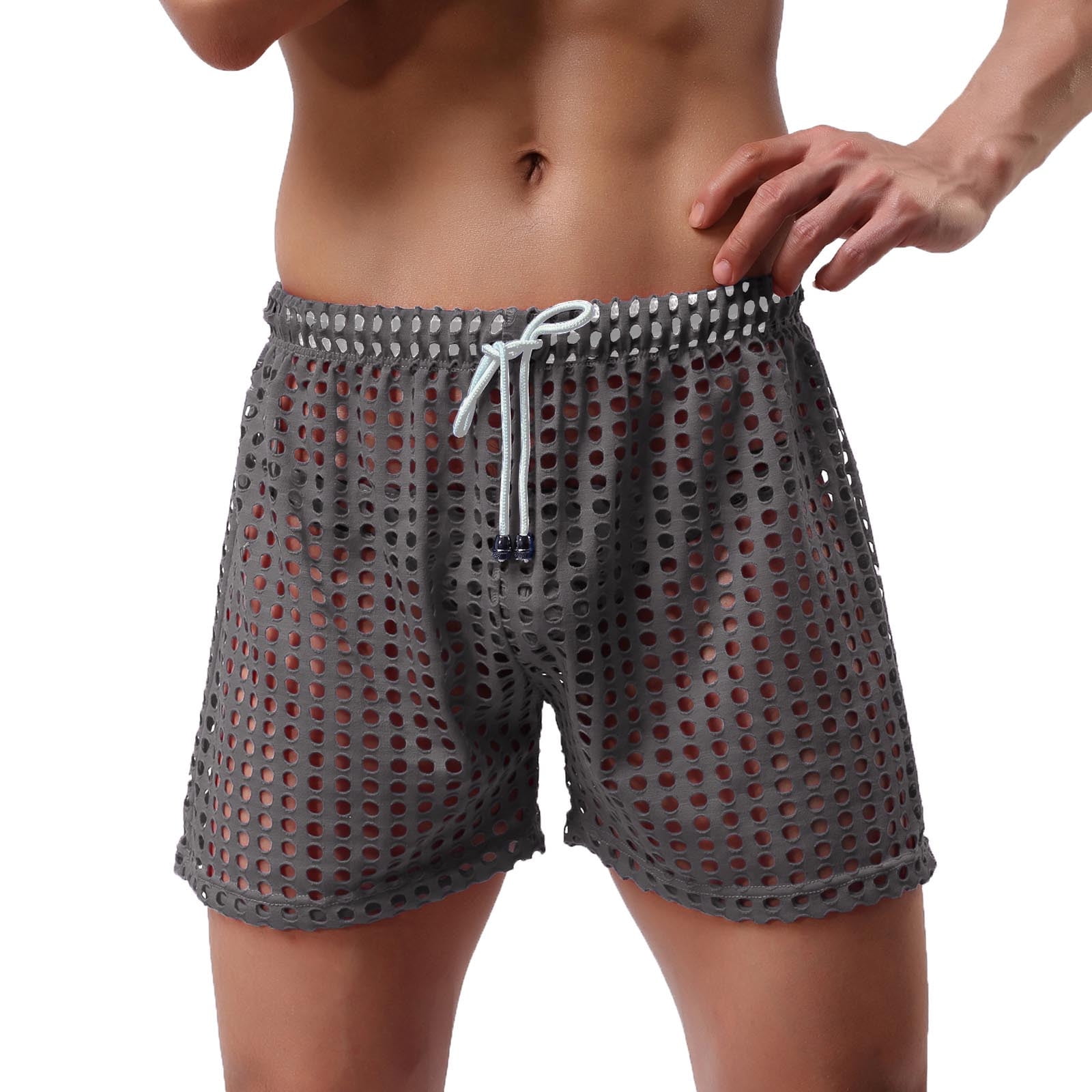 Eqwljwe Gym Shorts For Men Hollow New Fashion Mens Loose Sexy Mesh Hollow Sexy Mesh Half Shorts