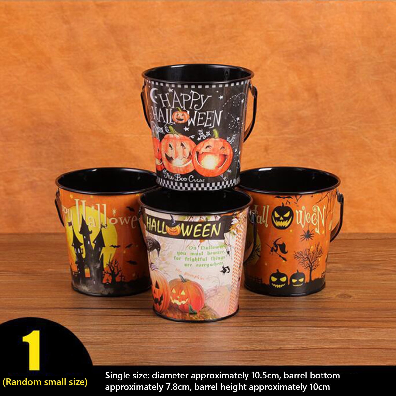 EQWLJWE Halloween Candy Buckets, Metal Pail Candy Bowl Holder ...