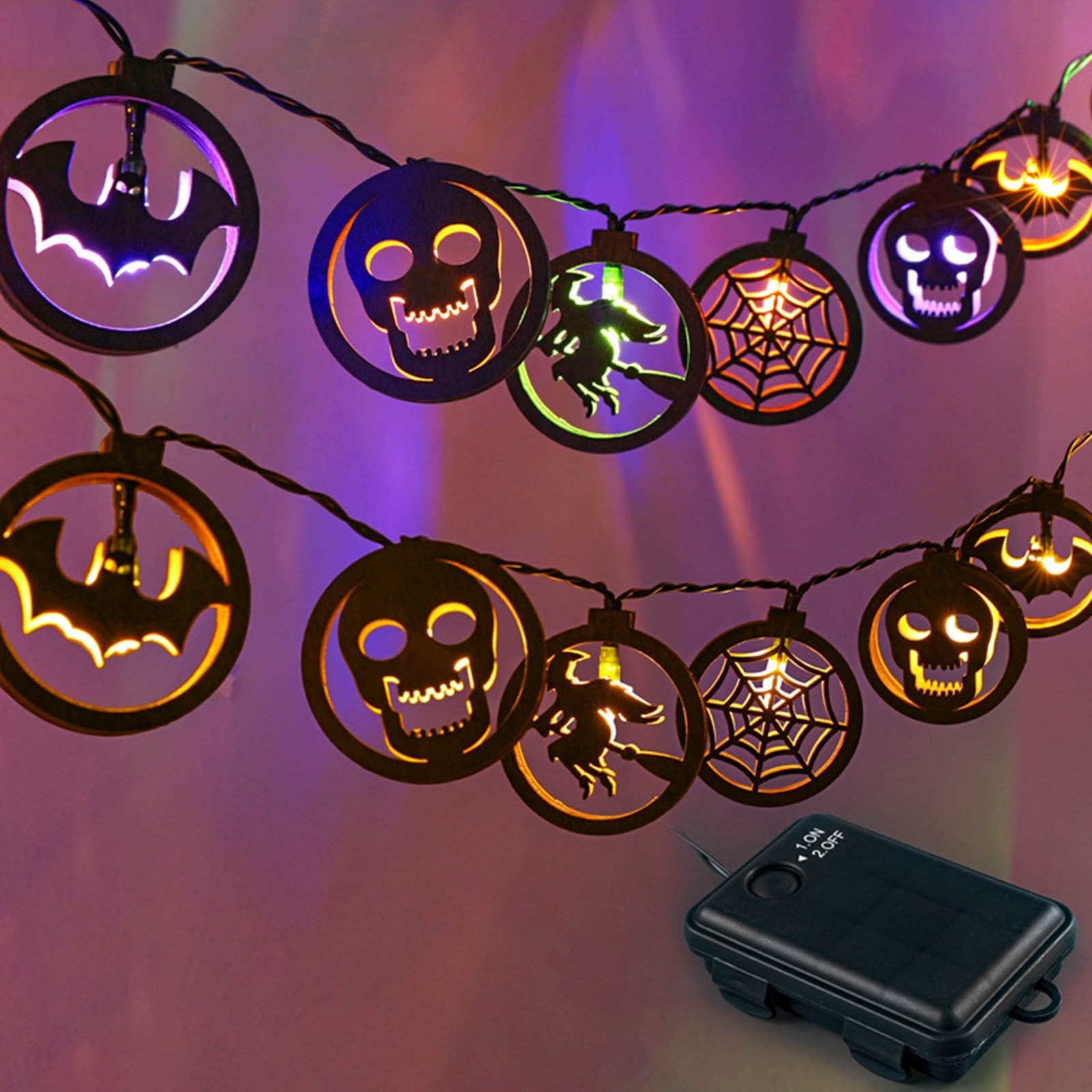 EQWLJWE Halloween String Lights Decorations,10ft 20 LEDs Wooden String ...