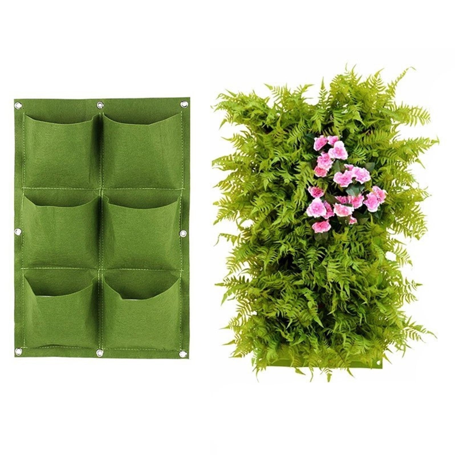 EQWLJWE Hanging Planting Grow Bags, 6 Pockets Vertical Wall Mount ...