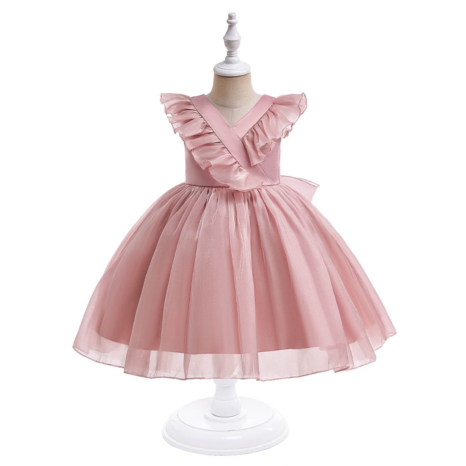EQWLJWE Little Girls Sweet Style Tutu Dress Fly Sleeve Mesh Bowknot ...