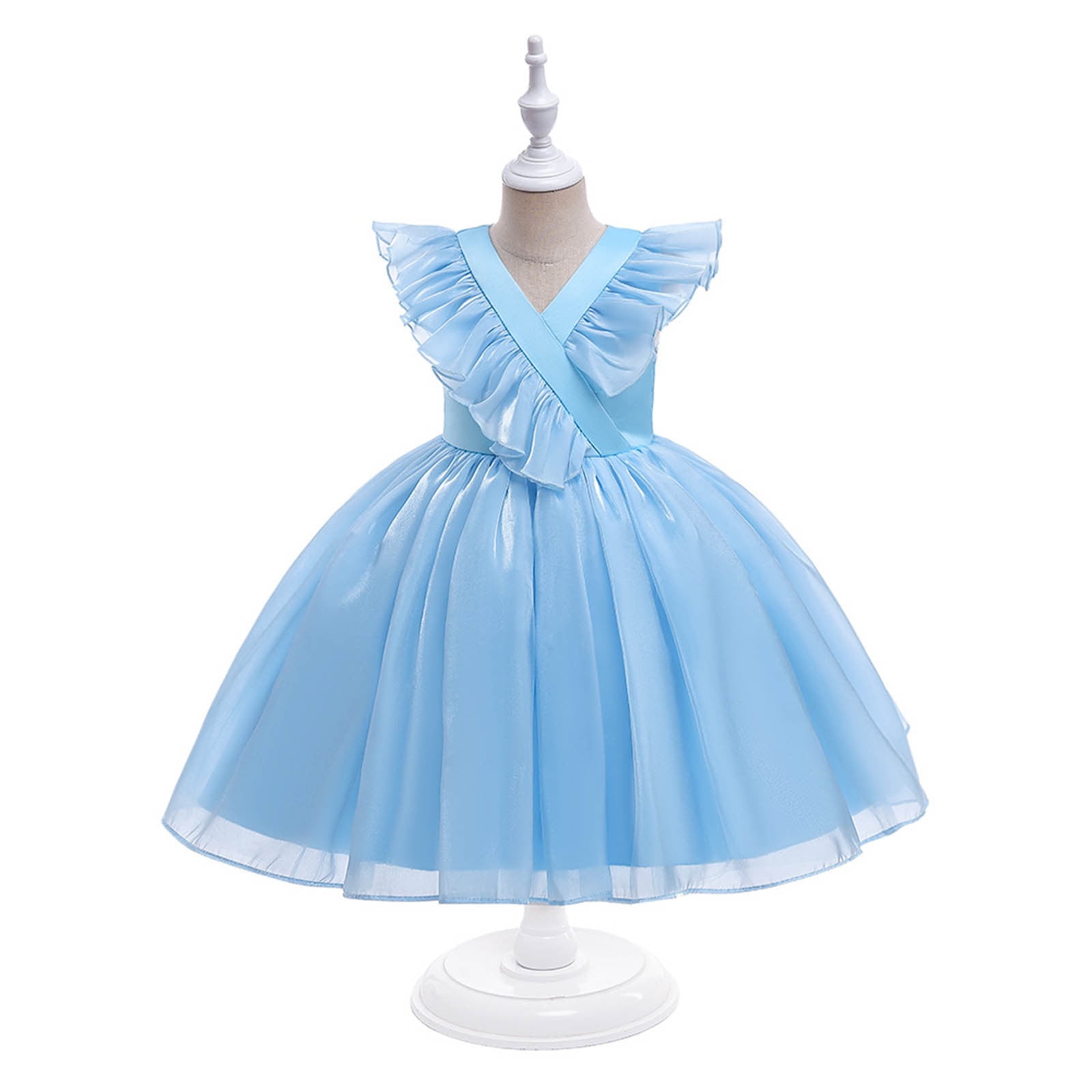 EQWLJWE Little Girls Sweet Style Tutu Dress Fly Sleeve Mesh Bowknot ...