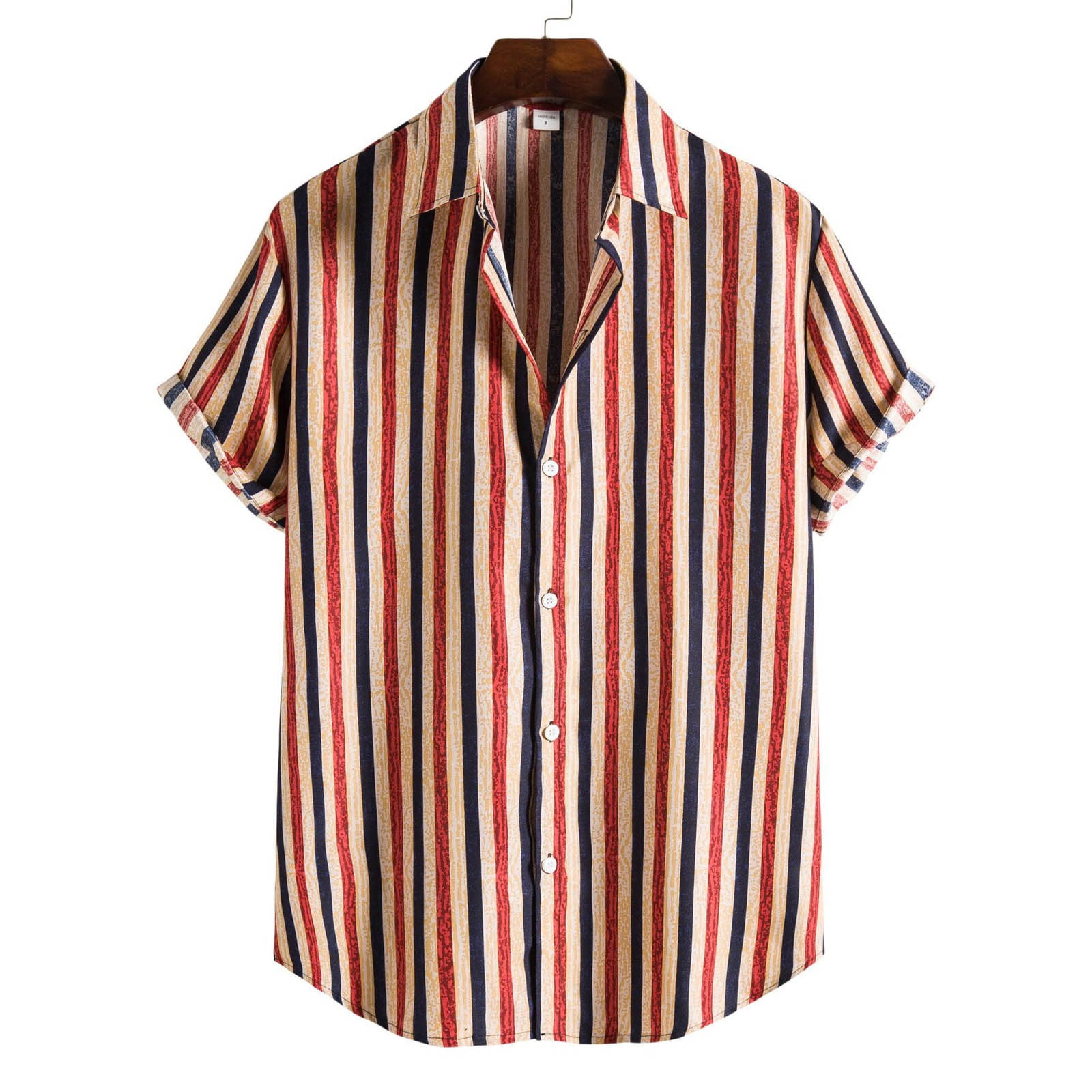 EQWLJWE Men's Striped Button Down Shirts Casual Short Sleeve Hawaiian ...