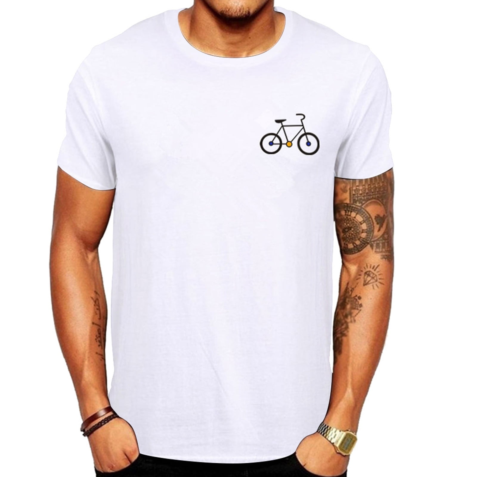 EQWLJWE Mens Bicycle Bike Shirt Funny Bike Riding Rider Tshirt ...