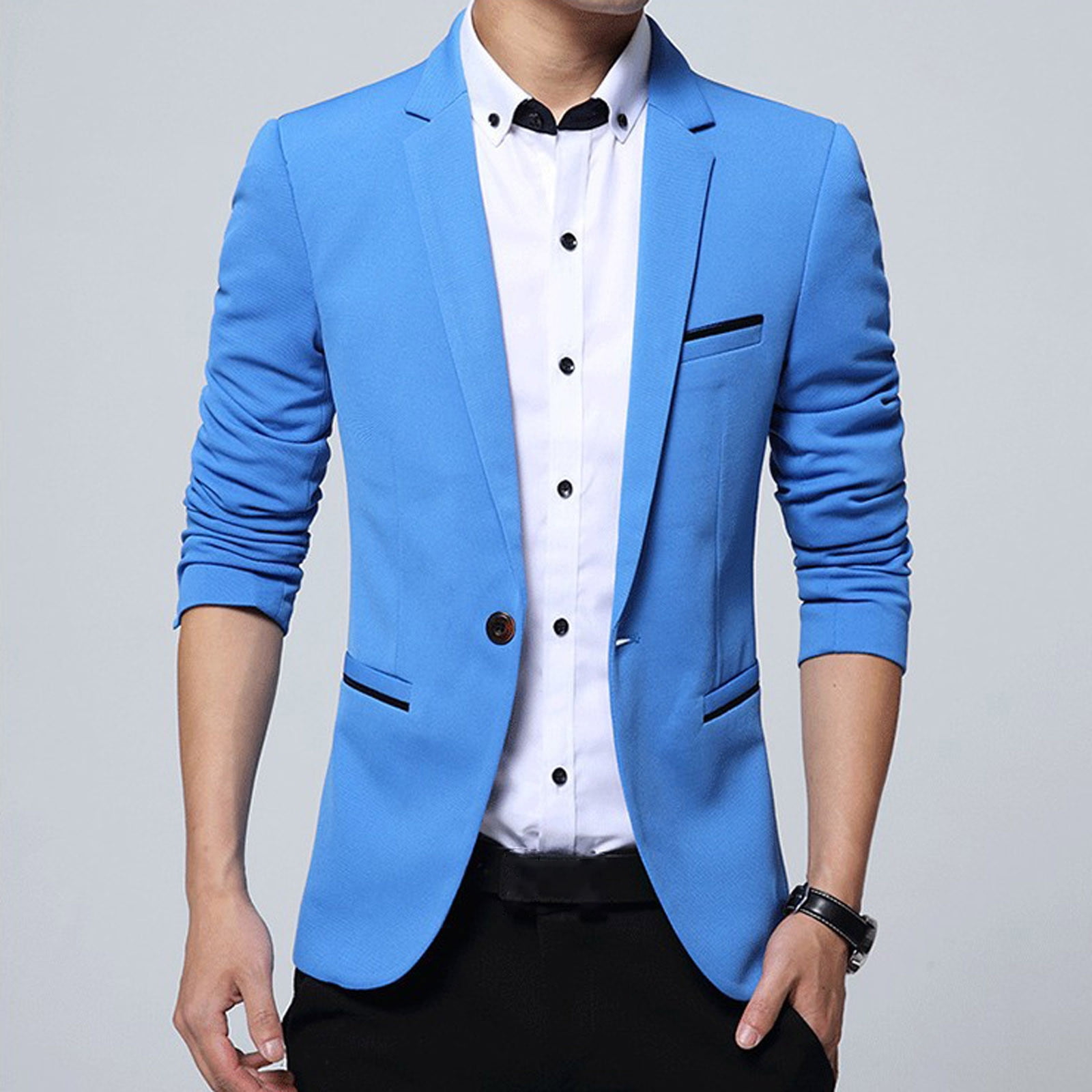 EQWLJWE Mens Blazer Coats Casual Slim Fit Suit Jacket Business One ...