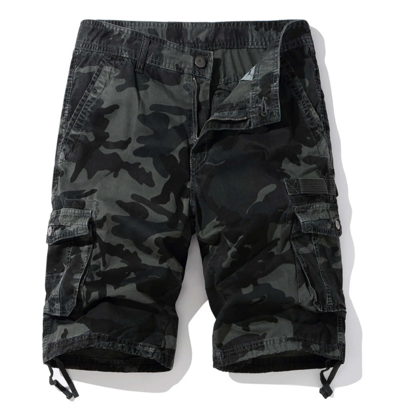 EQWLJWE Mens Camouflage Cotton Cargo Shorts,Belted Tactical Shorts with ...