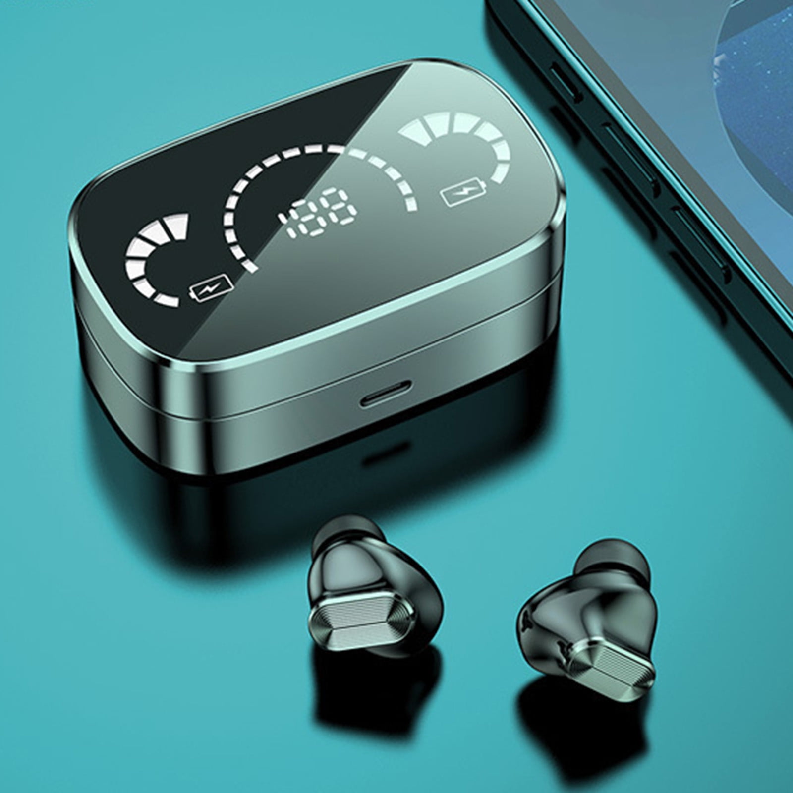 EQWLJWE Mirror TWS-Headphones Charging Units 2 In 1 Digital Display ...