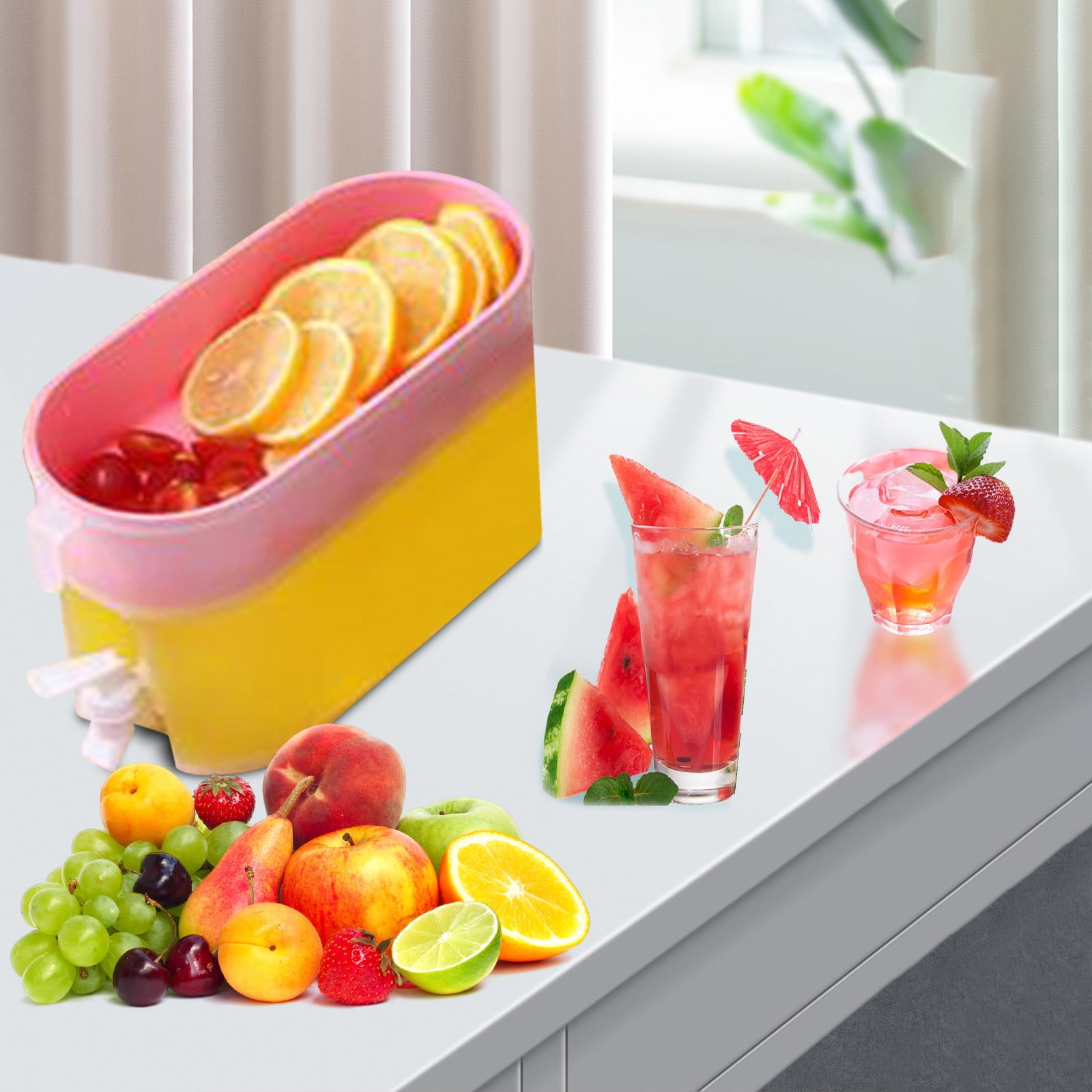 EQWLJWE Plastic Drink Dispenser with Spigot Beverage for Fridge, 3.5L ...