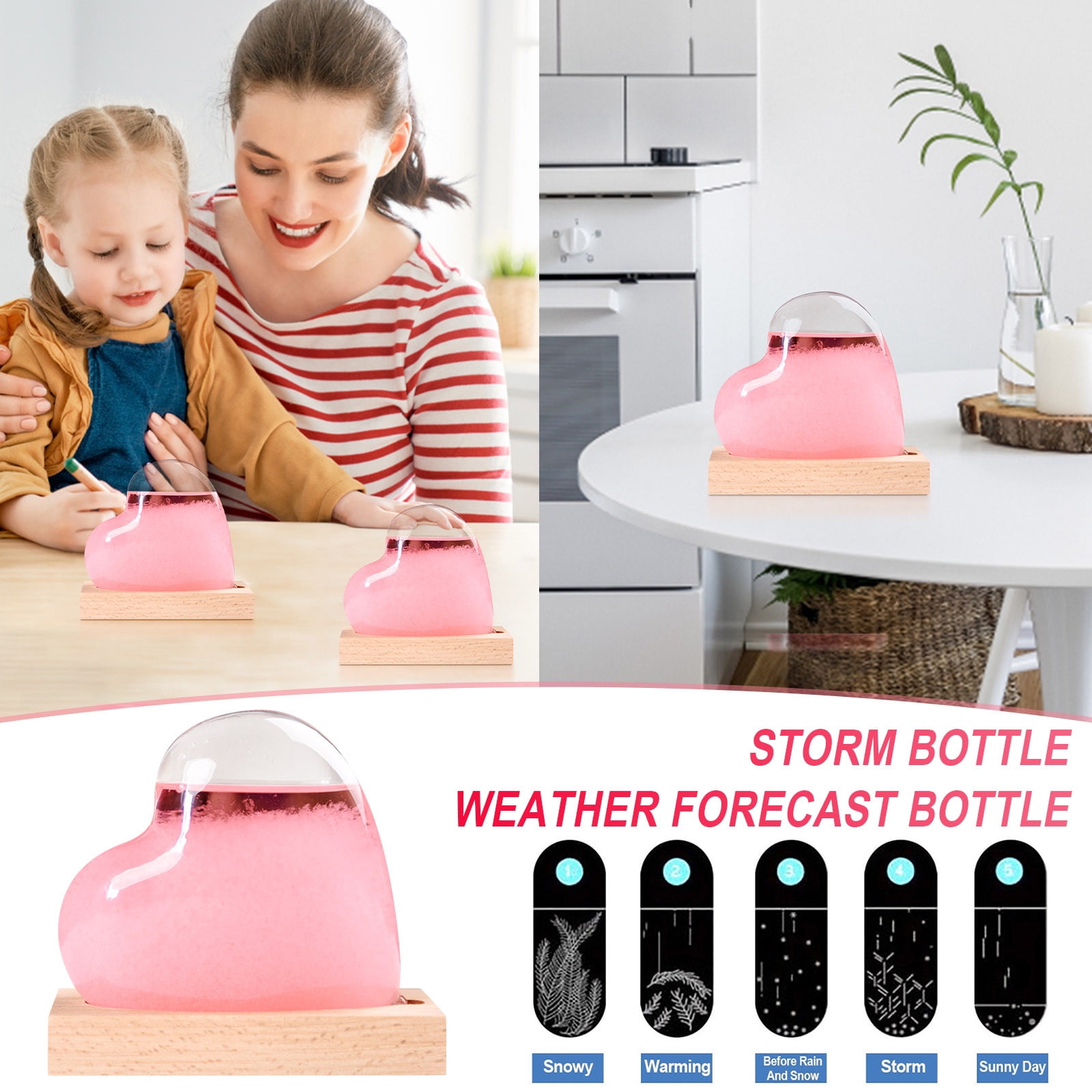 SDJMa Storm Glass Weather Forecaster, Valentine's Day Pink Weather ...