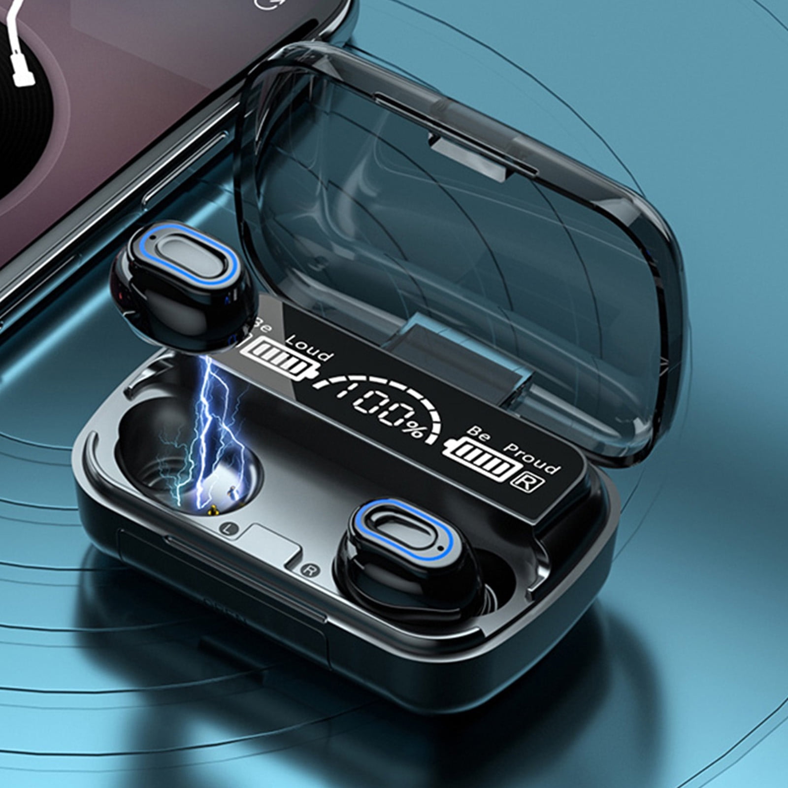 EQWLJWE TWS-Headphones Charging Units 2 In 1 Digital Display Touch ...