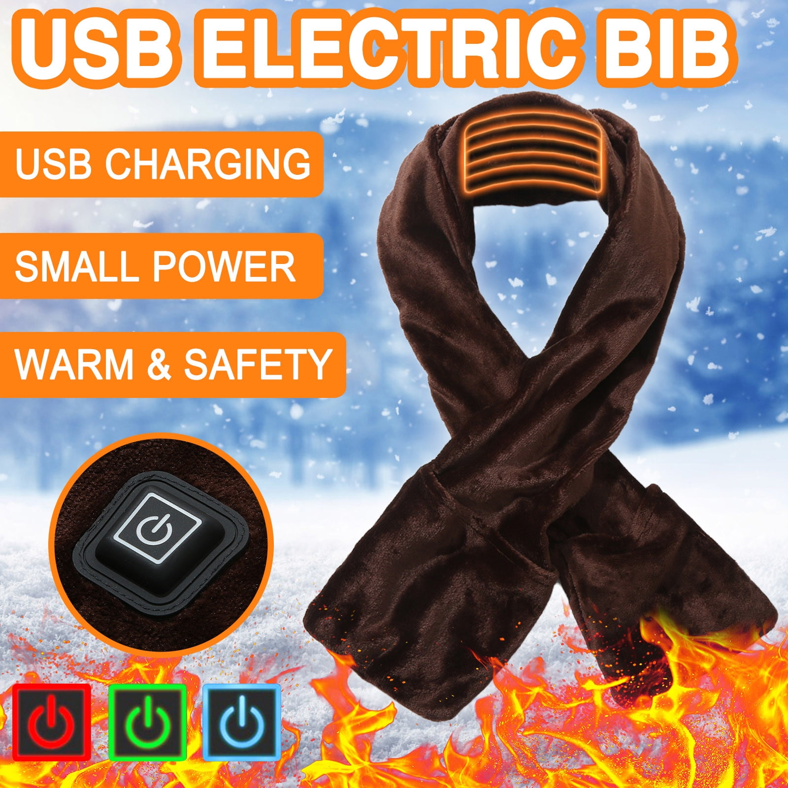 EQWLJWE USB Electric Heating Scarf Shawl Cold Protection 3 Stage ...