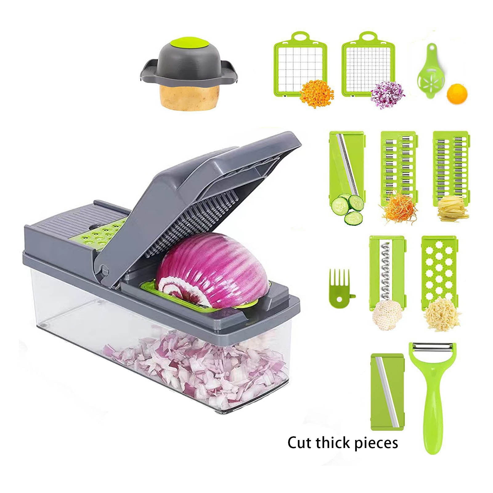 SDJMa Vegetable Chopper, Pro Onion Chopper, 14 in 1 Multifunctional ...