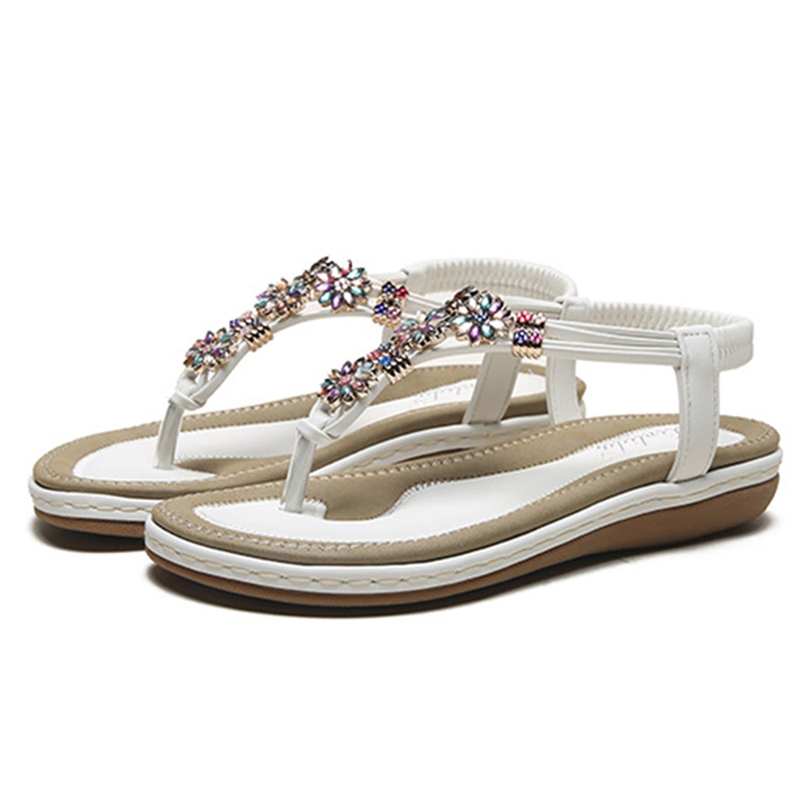 EQWLJWE Wide Width Sandals for Women's Thong Sandals Casual Comfortable ...