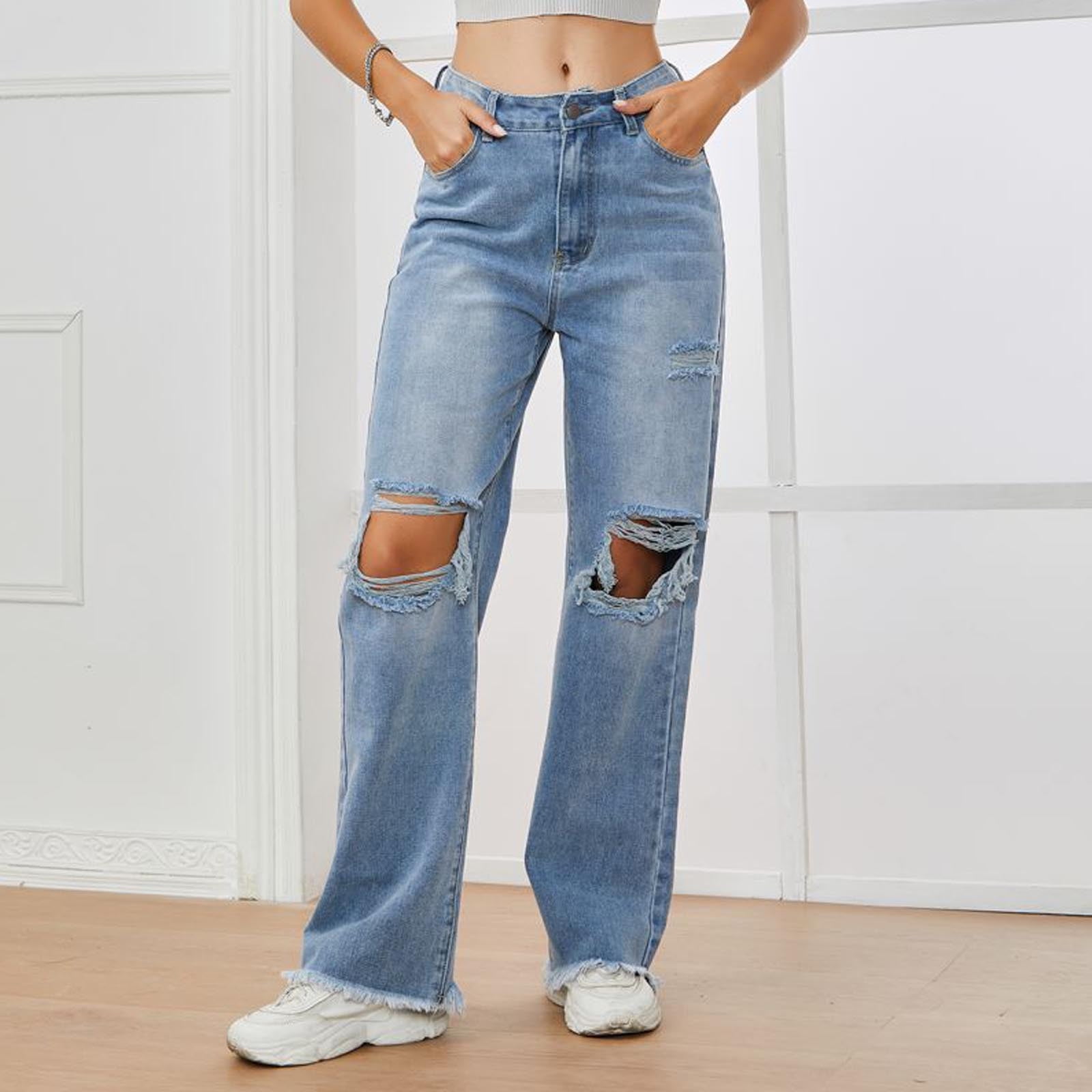 GYUJNB High Waist Baggy Jeans for Women Straight Wide Leg GYUJNB High Waist Baggy Jeans for Women Straight Wide Leg