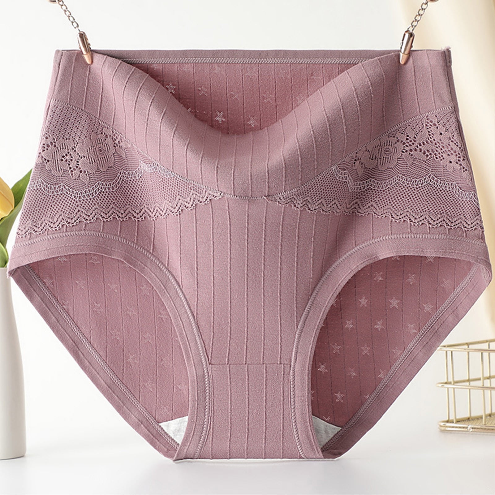 EQWLJWE Womens High Cut Briefs Underwear Solid Color Full Coverage ...