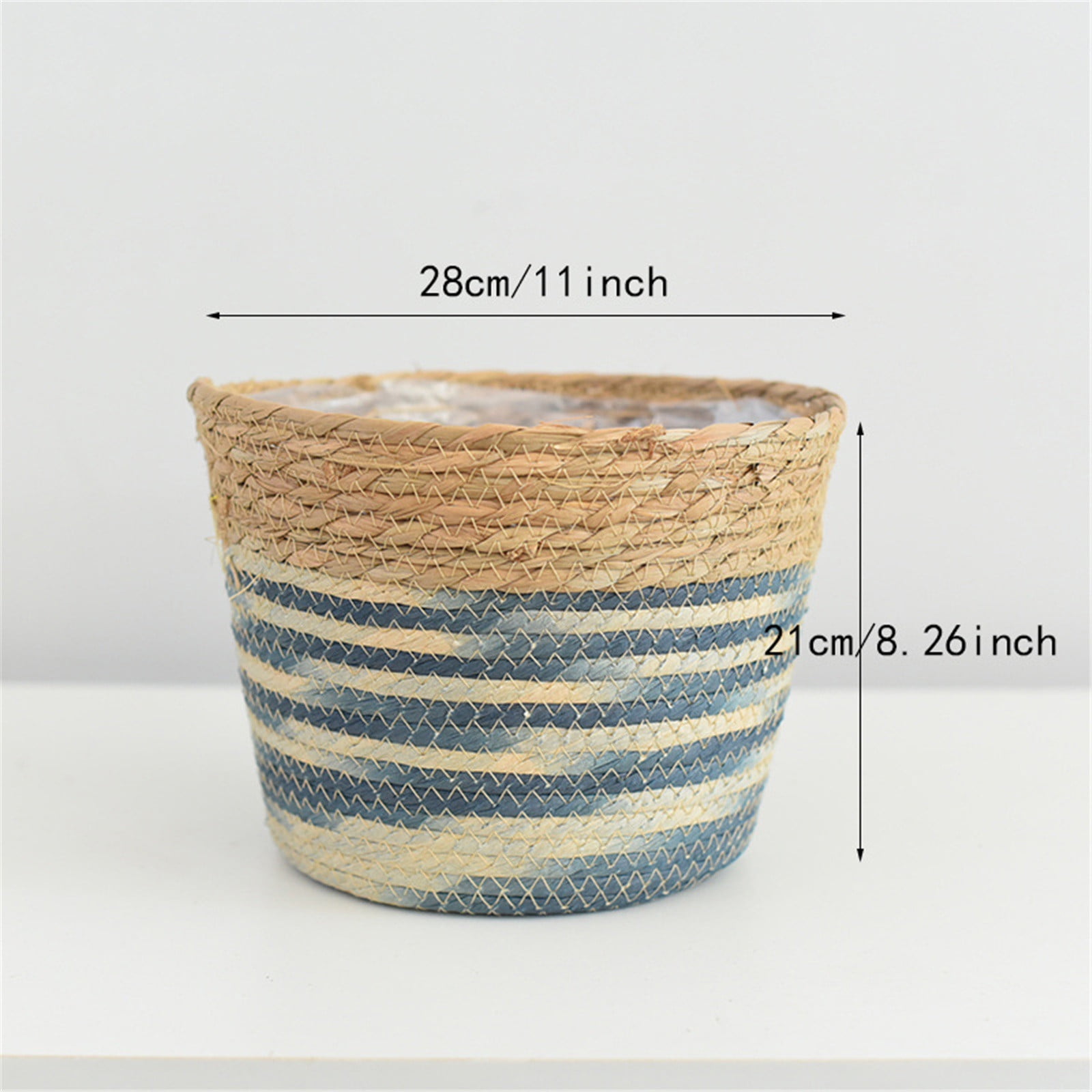 EQWLJWE Woven Planter Basket, Hand Woven Plant Basket Indoor Outdoor ...