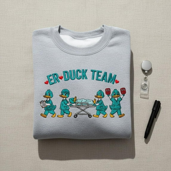 ER Duck Team Embroidered Sweatshirt, Emergency Room Nurse Gift, Funny ...
