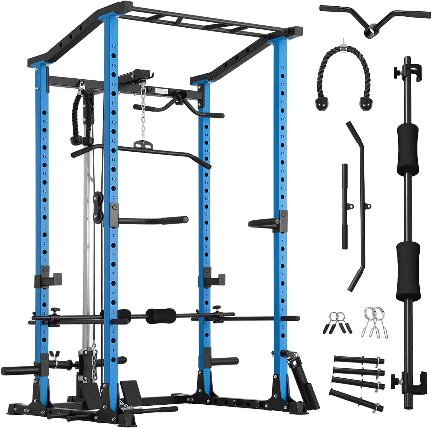 ER KANG Power Cage, Power Rack with LAT Pulldown, Multi-Functional ...