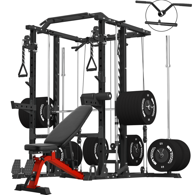 ER KANG Smith Machine Home Gym, 2000LBS Smith Rack with Cable Crossover ...