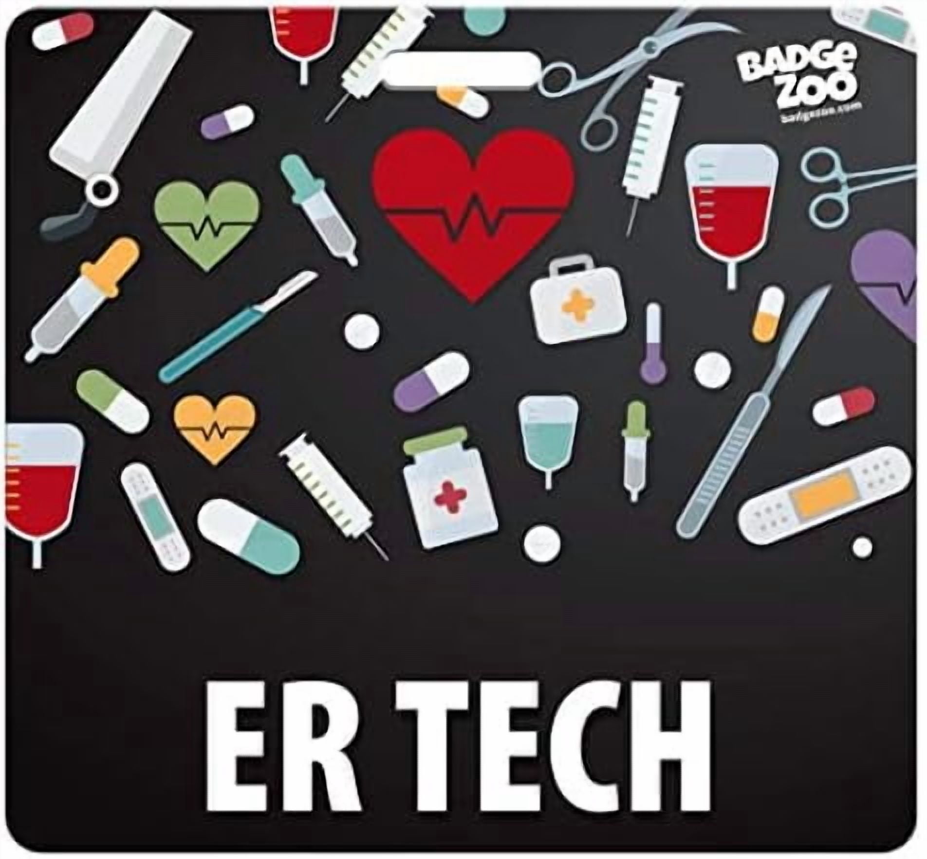 ER Tech Badge Buddy Black Horizontal Heavy Duty with Medical Themed ...